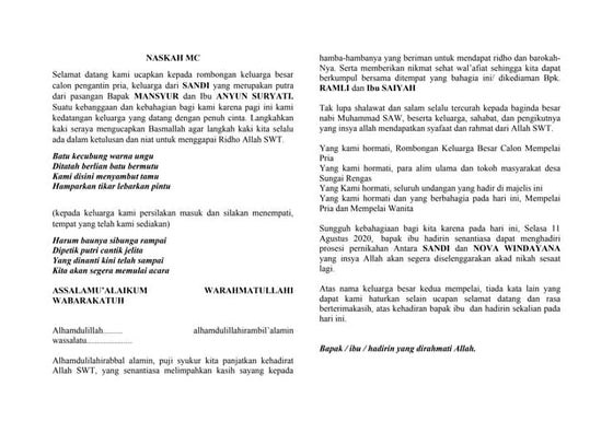 Teks emcee majlis nikah | DOC