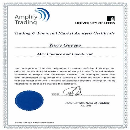 Trading and Financial Market Certificate | PDF