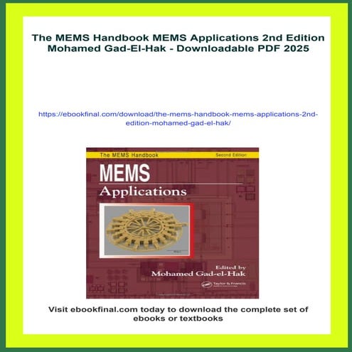 The MEMS Handbook MEMS Applications 2nd Edition Mohamed Gad-El-Hak | PDF