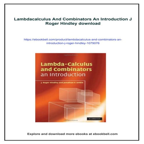 Lambdacalculus And Combinators An Introduction J Roger Hindley | PDF