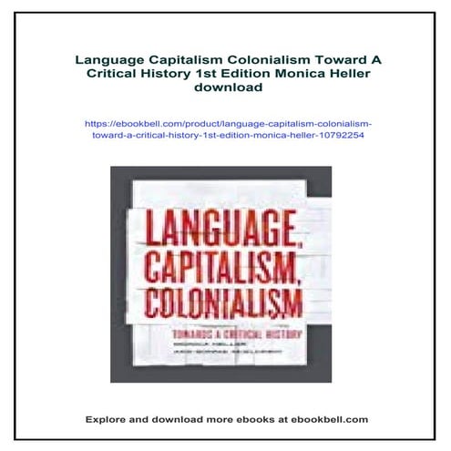 Language Capitalism Colonialism Toward A Critical History 1st Edition ...