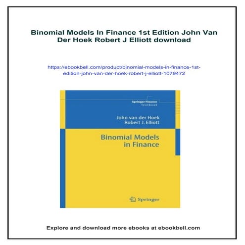 Binomial Models In Finance 1st Edition John Van Der Hoek Robert J ...