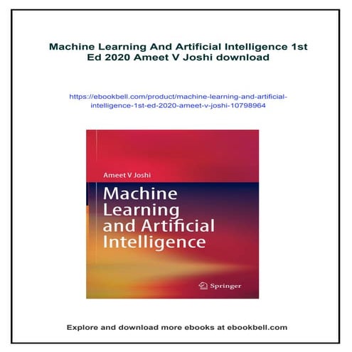 Machine Learning And Artificial Intelligence 1st Ed 2020 Ameet V Joshi | PDF