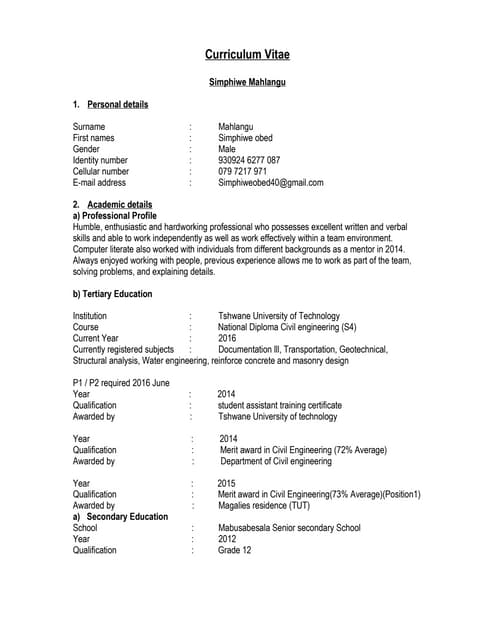 blank_CV_template_Microsoft_Word | DOCX | Civil Engineering Industry | Industries