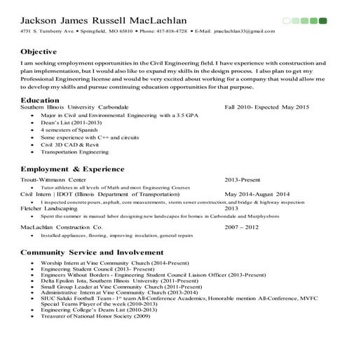 Dylan Resume Civil | DOCX