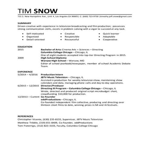 TIM SNOW RESUME | PDF