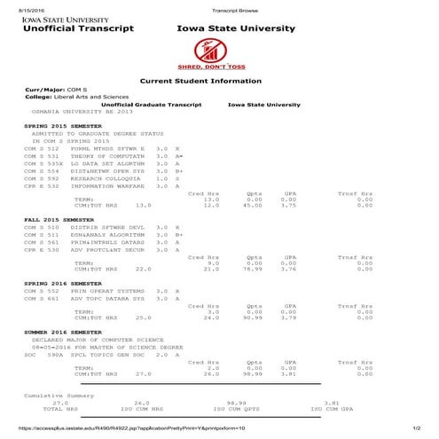 AbhinavYedla_Transcripts | PDF