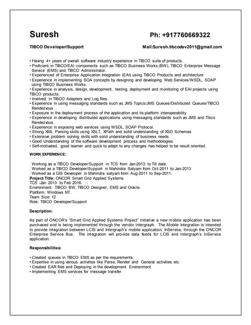 Abhishek resume hpe tibco developer | DOC | Computing | Technology ...