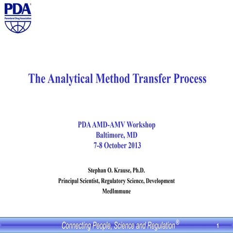 The Analytical Method Transfer Process SK-Sep 2013 | PPT
