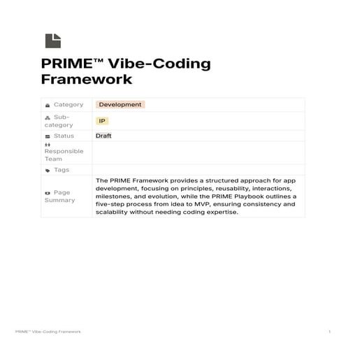 PRIME™ Vibe-Coding Framework: Build No-Code AI Tools With Confidence | PDF