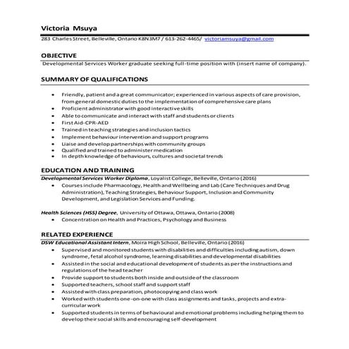 Victoria Msuya Resume DSW | DOCX
