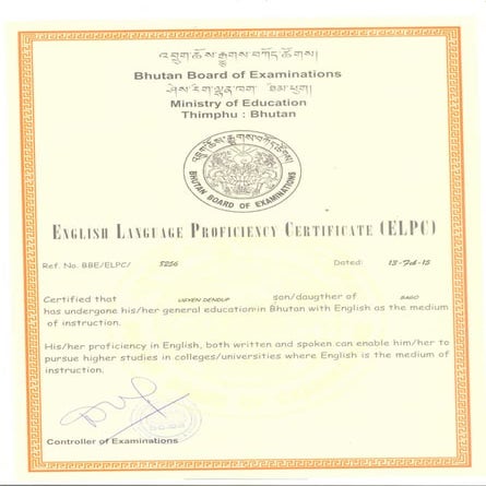 Attested true copy of English language Proficiency certificate | PDF