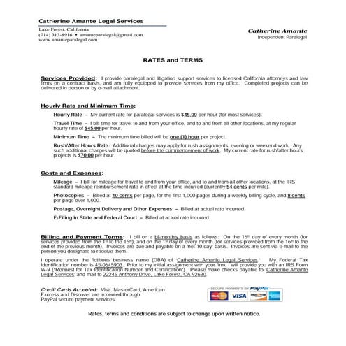 Rates and Terms | PDF