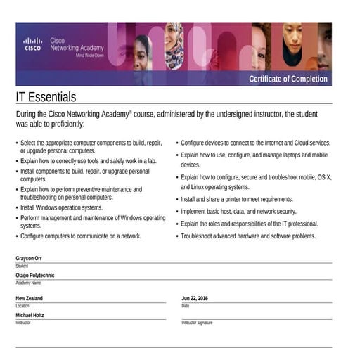 IT Essentials - Certificate of Completion | PDF