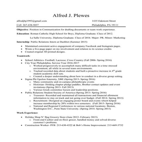 Alfred's Communication Resume | PDF