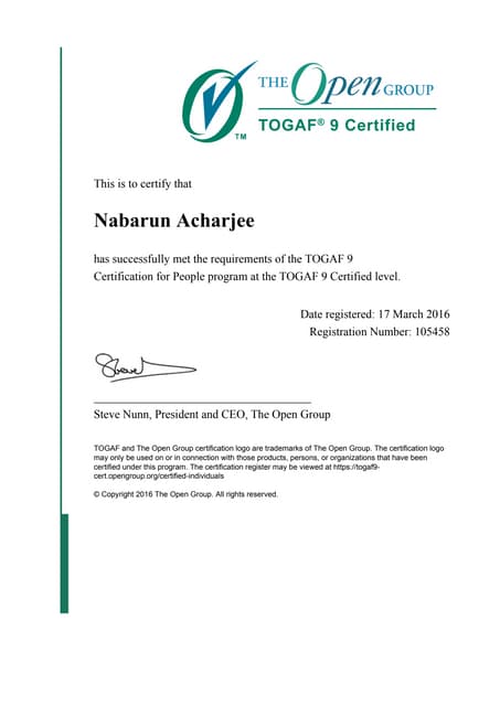 Togaf_Certificate | PDF