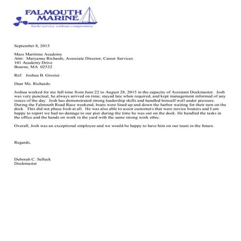 falmouth marine evaluation letter | PDF