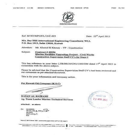 approval ltr frm KOC | PDF