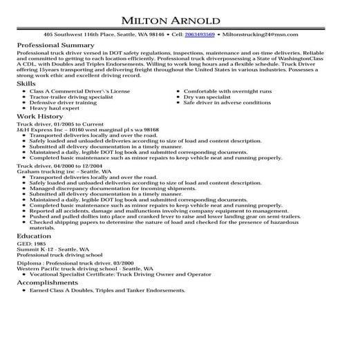 Milton Arnold Resume 2 | PDF
