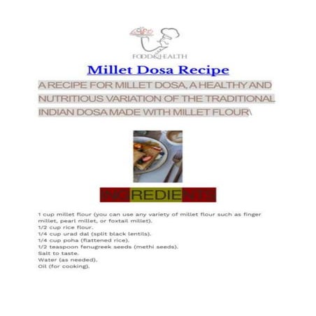 Millet Dosa Recipe | PPTX