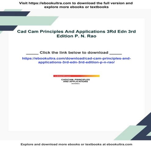 Cad Cam Principles And Applications 3Rd Edn 3rd Edition P. N. Rao | PDF