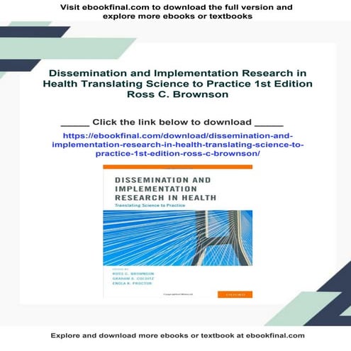 Dissemination and Implementation Research in Health Translating Science ...