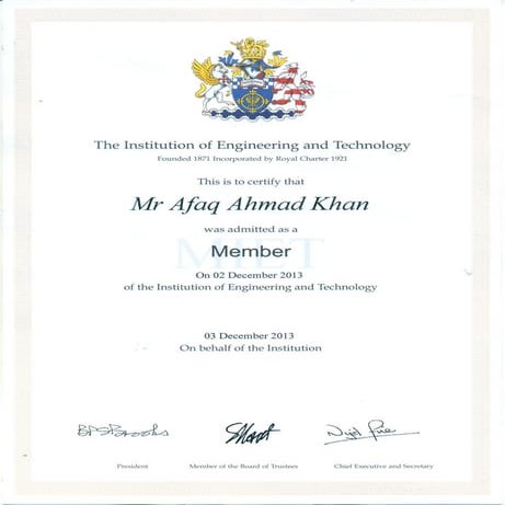 IET Certificate | PDF