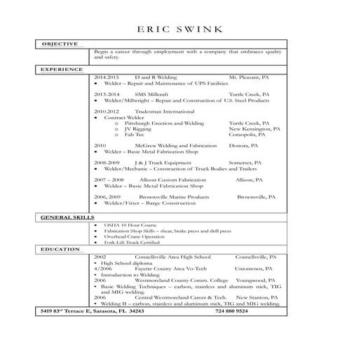 Eric's Resume, 2016 | DOC