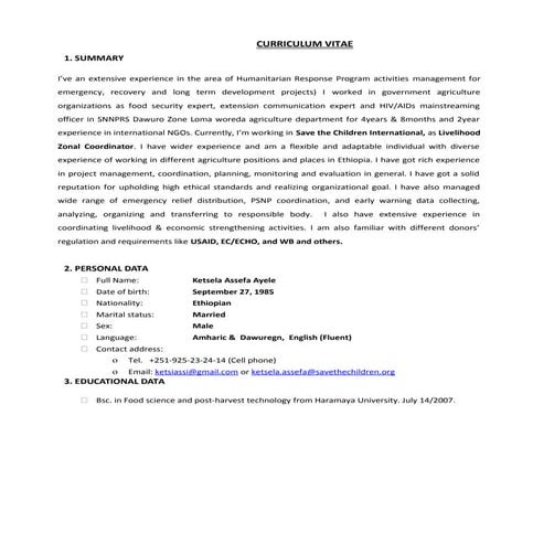 Ketsela Assefa CV Oct 2014 | PDF