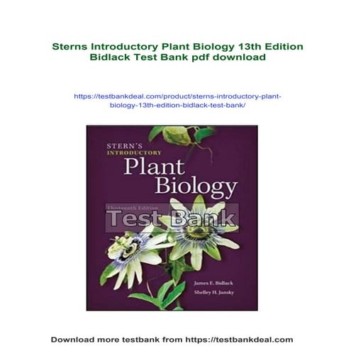 Sterns Introductory Plant Biology 13th Edition Bidlack Test Bank | PDF