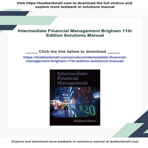 Intermediate Financial Management Brigham 11th Edition Solutions Manual ...