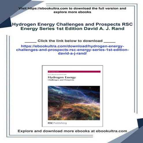 Hydrogen Energy Challenges and Prospects RSC Energy Series 1st Edition David A. J. Rand | PDF