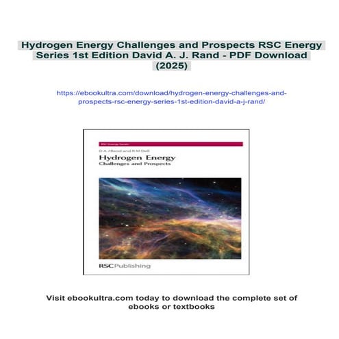 Hydrogen Energy Challenges and Prospects RSC Energy Series 1st Edition David A. J. Rand | PDF