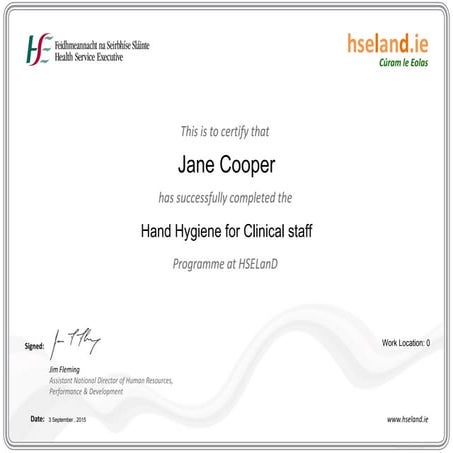 hand hygiene certificate HSE | PDF