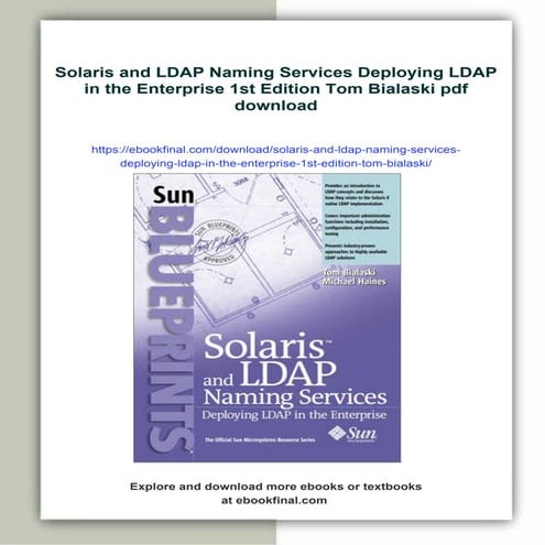 Solaris and LDAP Naming Services Deploying LDAP in the Enterprise 1st Edition Tom Bialaski | PDF