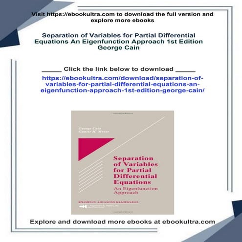 Separation of Variables for Partial Differential Equations An Eigenfunction Approach 1st Edition ...
