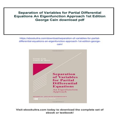 Separation of Variables for Partial Differential Equations An Eigenfunction Approach 1st Edition ...