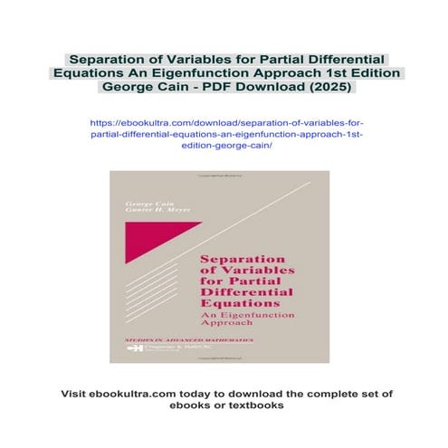 Separation of Variables for Partial Differential Equations An Eigenfunction Approach 1st Edition ...