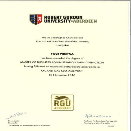 RGU MBA Certificate_Yogi Priatna | PDF