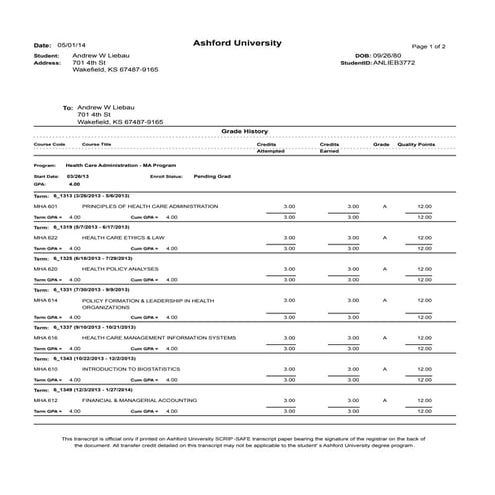 Levi transcript | PDF
