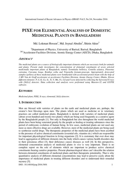 Elemental Analysis of Soil samples of Cox’s Bazar Sea-Beach Area Using PIXE Technique | PDF ...