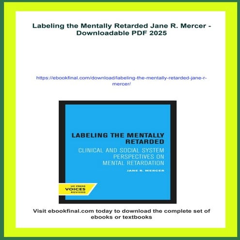 Labeling the Mentally Retarded Jane R. Mercer | PDF