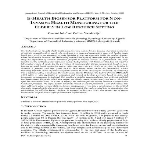 E Health Biosensor Platform For Noninvasive Health Monitoring For The