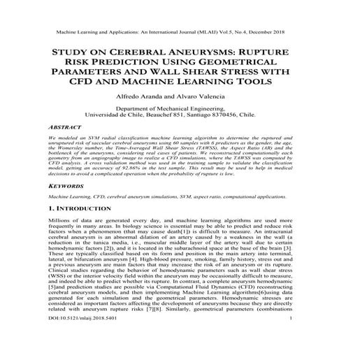 Study on Cerebral Aneurysms: Rupture Risk Prediction Using Geometrical Parameters and Wall Shear ...