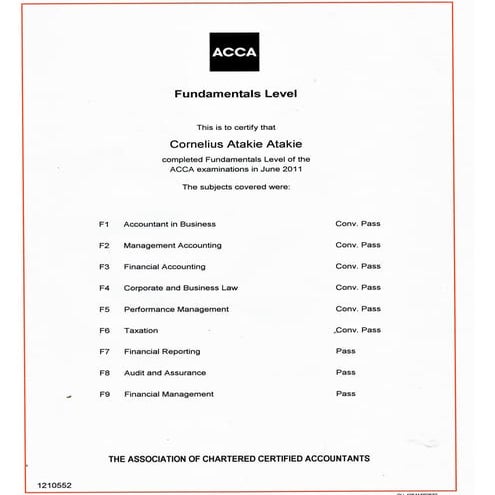 ACCA Certificate | PDF