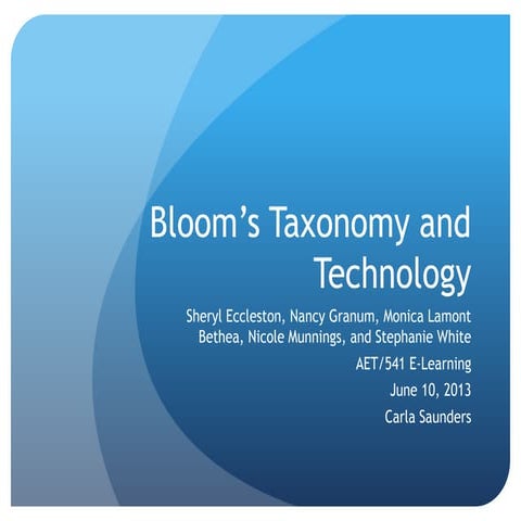 Bloom's Taxonomy Presentation | PPTX
