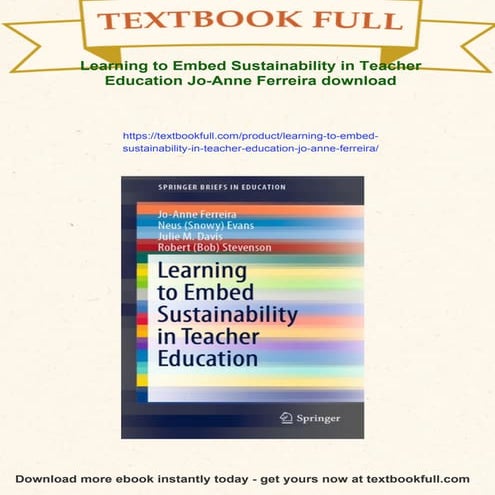 Learning to Embed Sustainability in Teacher Education Jo-Anne Ferreira ...