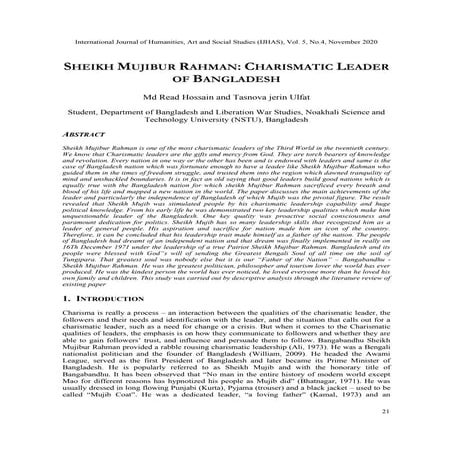 SHEIKH MUJIBUR RAHMAN: CHARISMATIC LEADER OF BANGLADESH | PDF