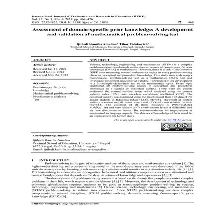 Assessment of domain-specific prior knowledge: A development and validation of mathematical ...
