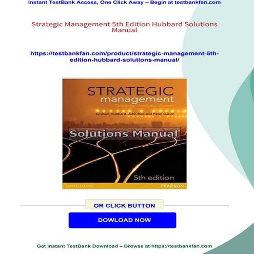 Strategic Management 5th Edition Hubbard Solutions Manual | PDF
